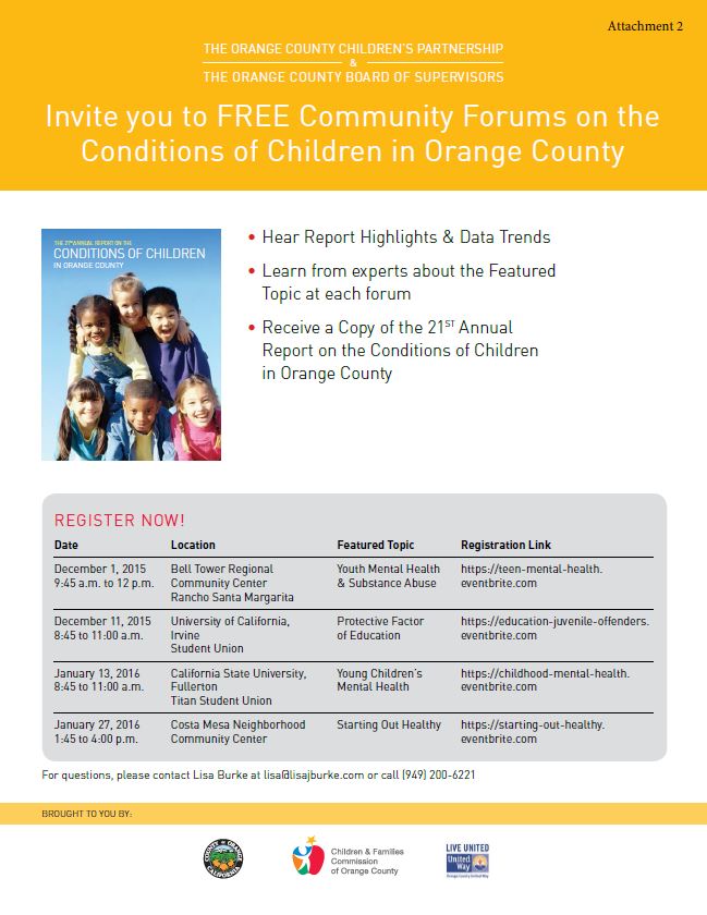 You're Invited to the Community Forums on the Conditions of Children in ...